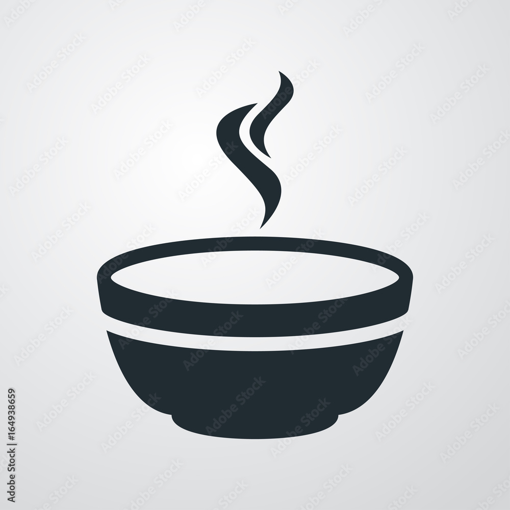 Icono plano tazon caldo en fondo degradado Stock Vector | Adobe Stock