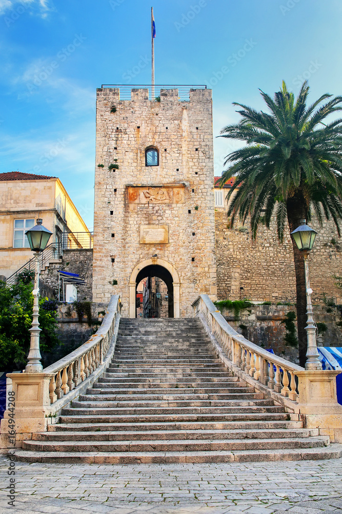 Poster Kopnena Vrata (Land Gate) in Korcula old town, Croatia – Wall ...