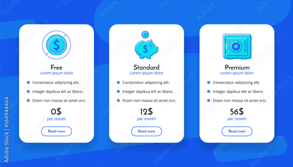 Set of offer tariffs. ui ux vector banner for web app. set of pricing ...
