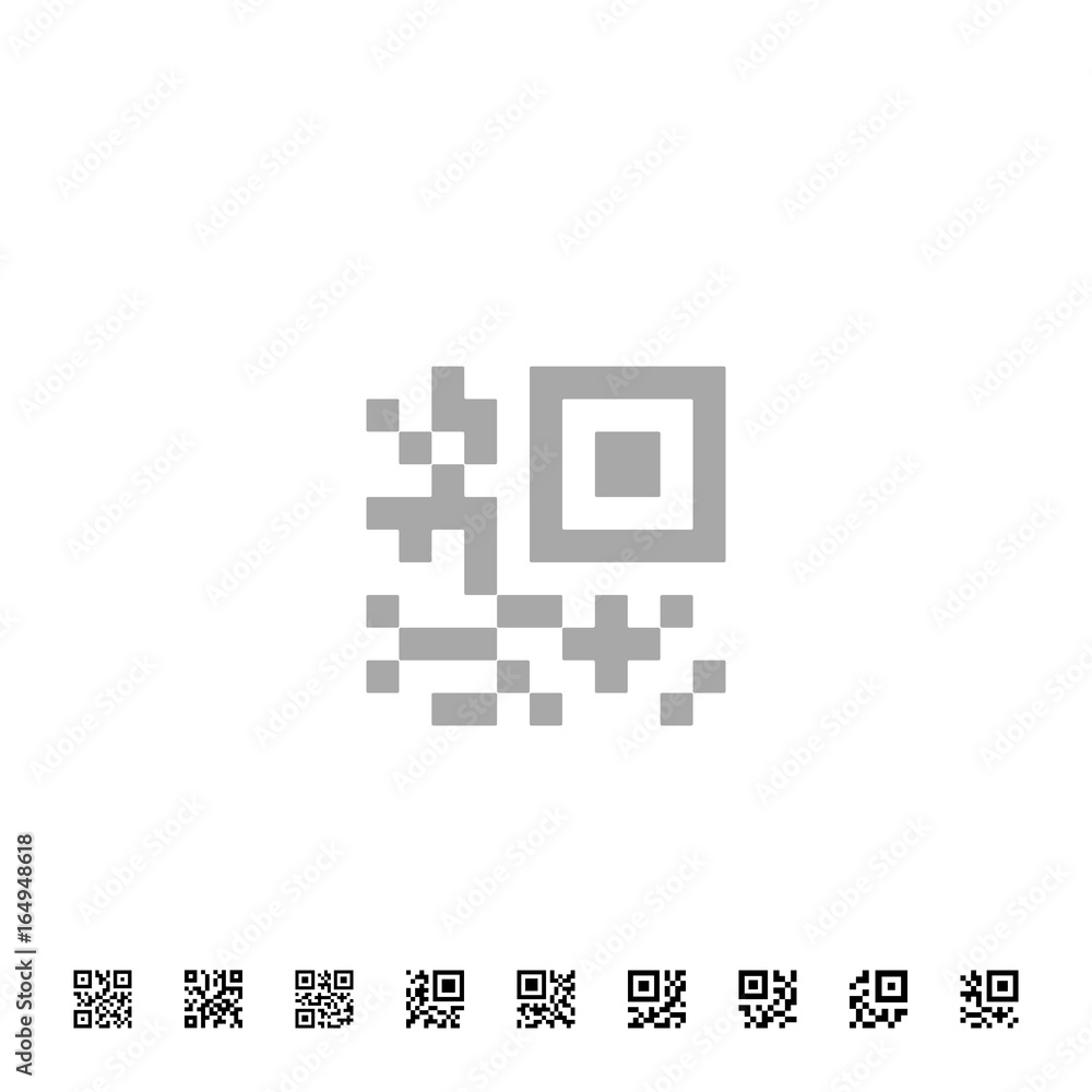Simplified QR code icons. Vector sample for smartphone scanning. Stock ...