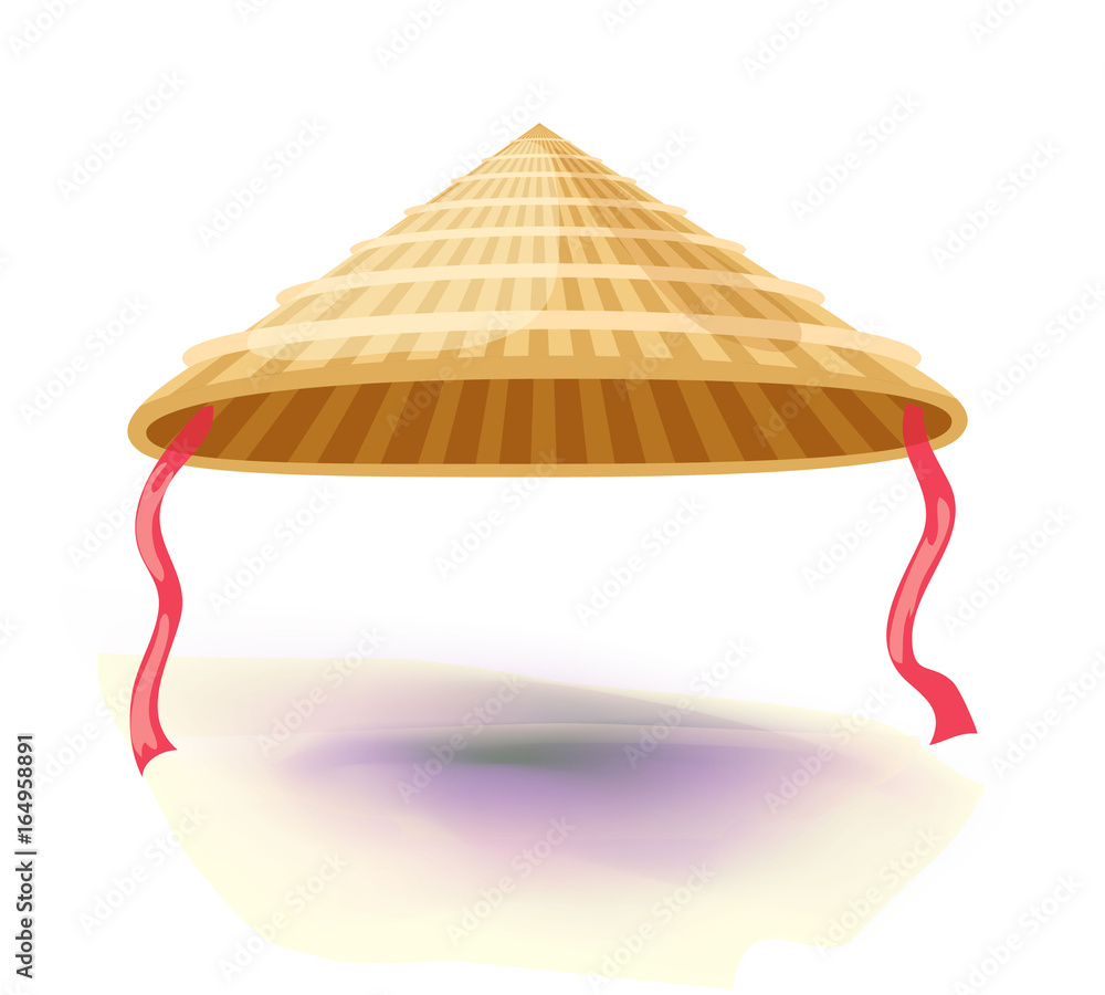 Chinese conical straw hat vector illustration isolated on a white ...