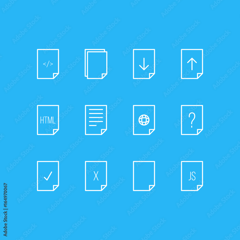 Vector Illustration Of 12 Page Icons. Editable Pack Of Done, HTML ...