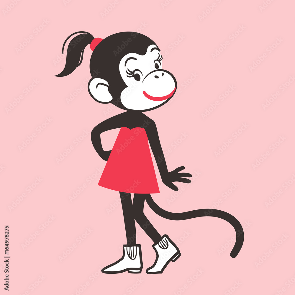 Cartoon Girl Monkeys