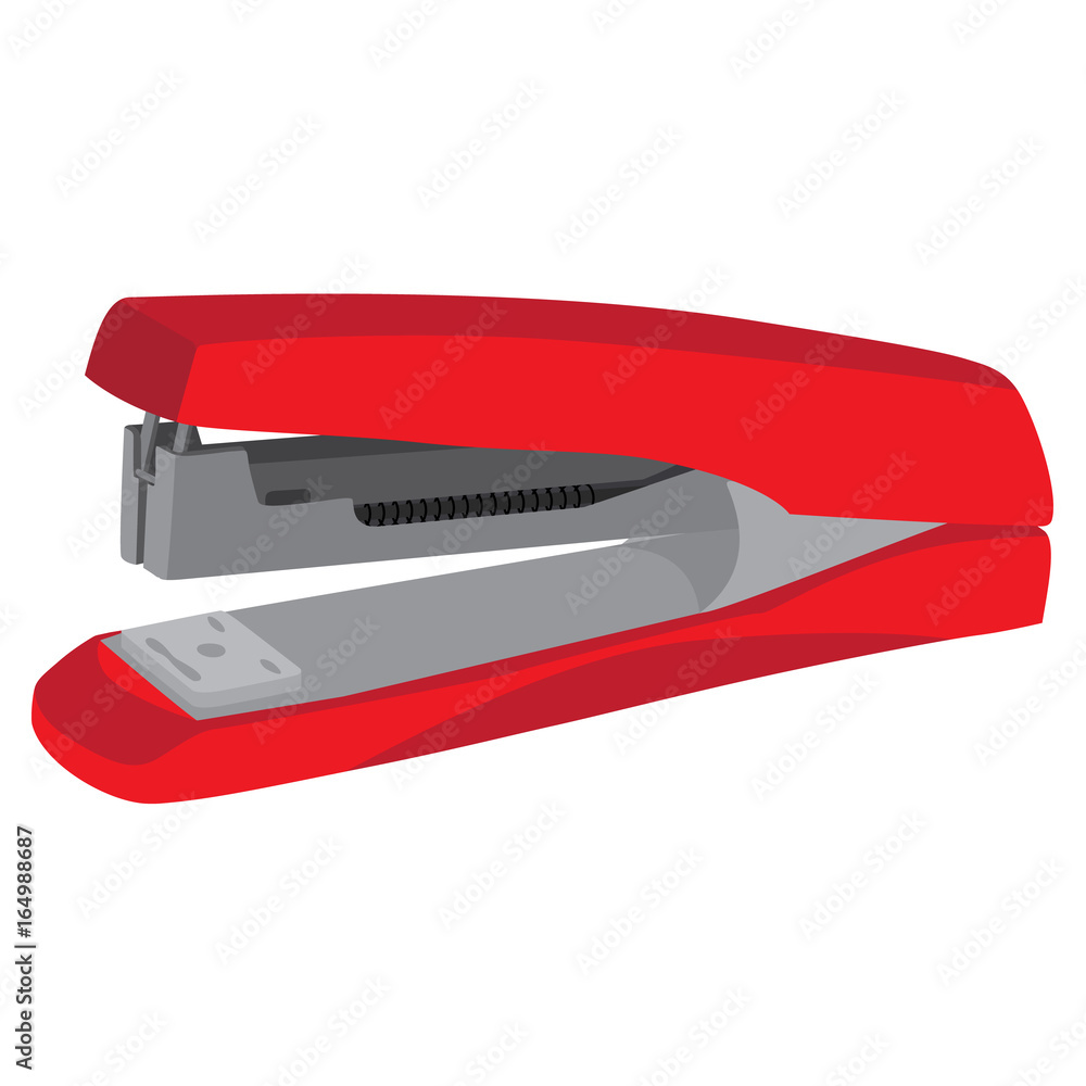 Red realistic stapler. Office supplies stationery. Vector illustration ...