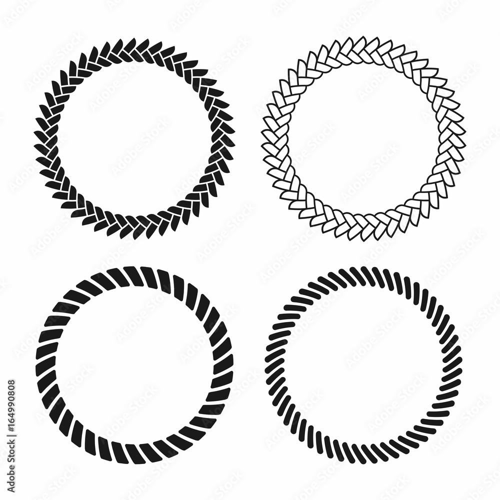 Rope frame. Set of round vector frames from nautical rope. Round marine ...