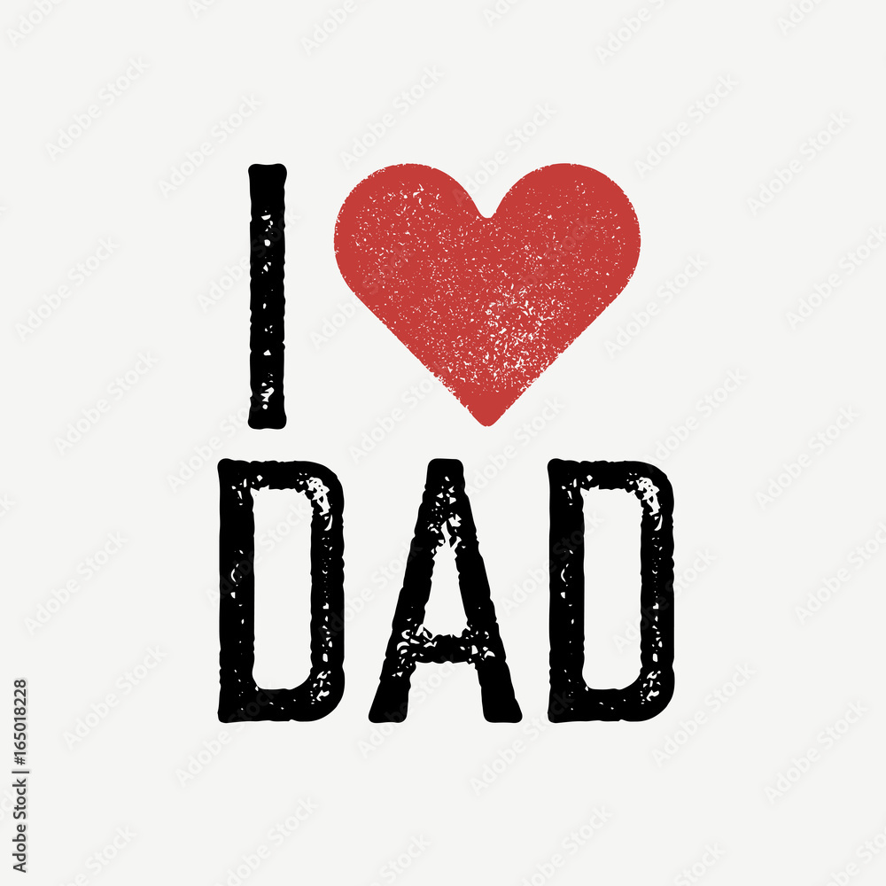"I love dad" text with red heart. T-shirt print design template. Vector ...
