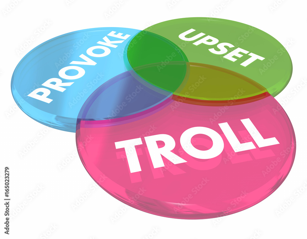 Troll Provoke Upset Venn Diagram Internet Comments 3d Illustration ...