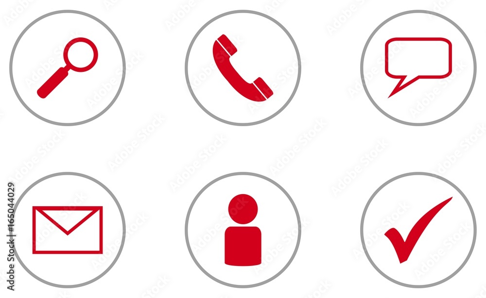Sammlung von 6 Business Icons rot grau Stock-Illustration | Adobe Stock