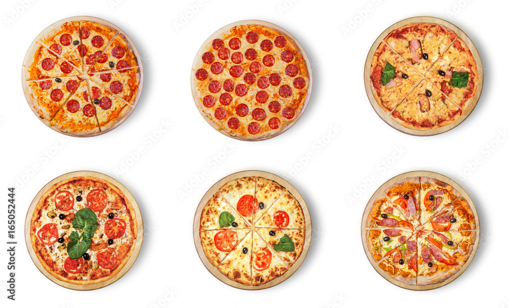 Six different pizza set for menu. Six different pizza set for menu ...