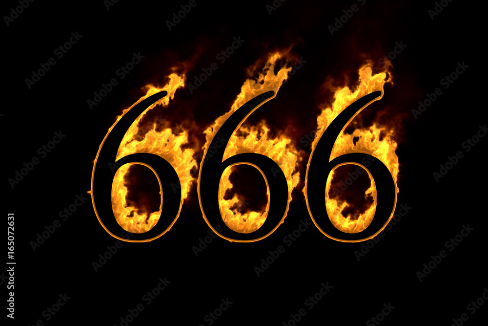 Fire number 666 isolated on black background, 3d illustration Stock ...