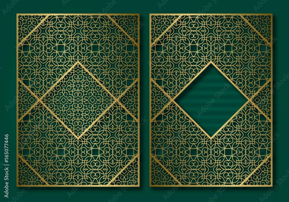 Golden vintage book cover template. Face and back of booklet design ...
