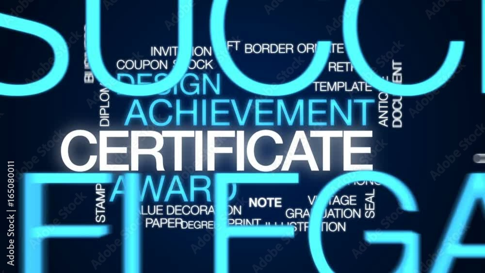 Certificate animated word cloud, text design animation. Stock Video ...