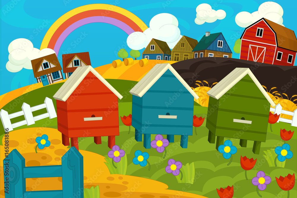 Cartoon farm scene - background for different usage - for game or book ...