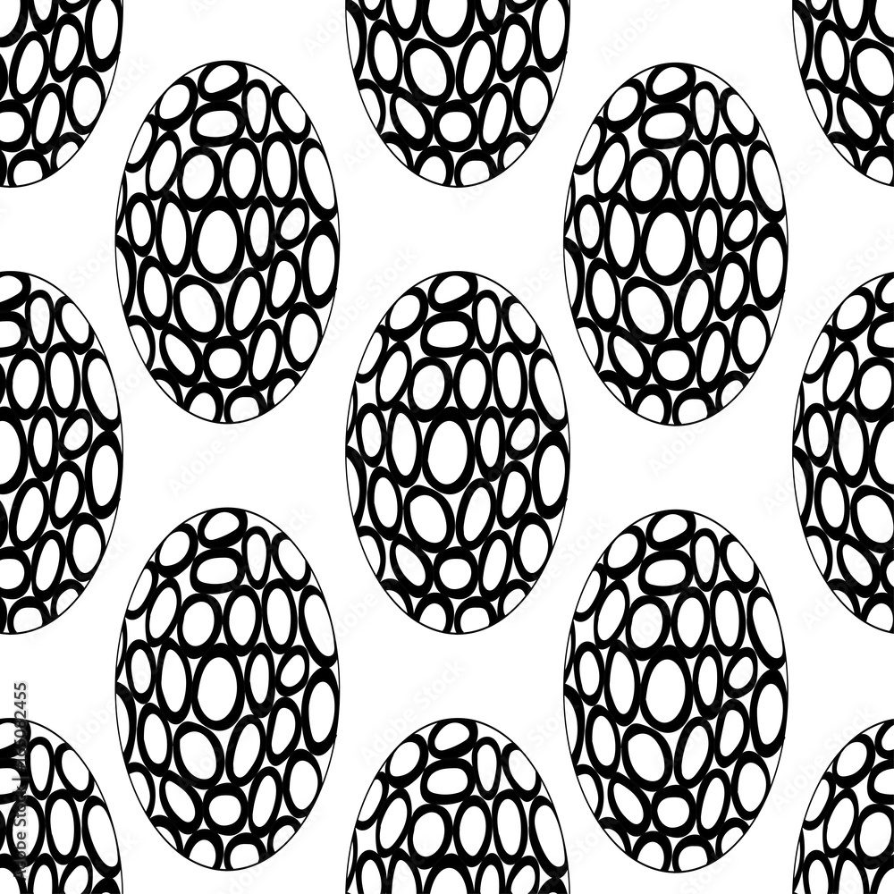 black and white ovals seamless pattern isolated in white Stock Vector ...