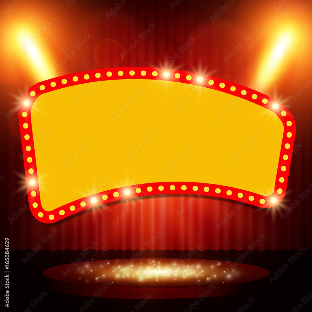 Retro banner on stage with spotlight effect background Stock Vector ...