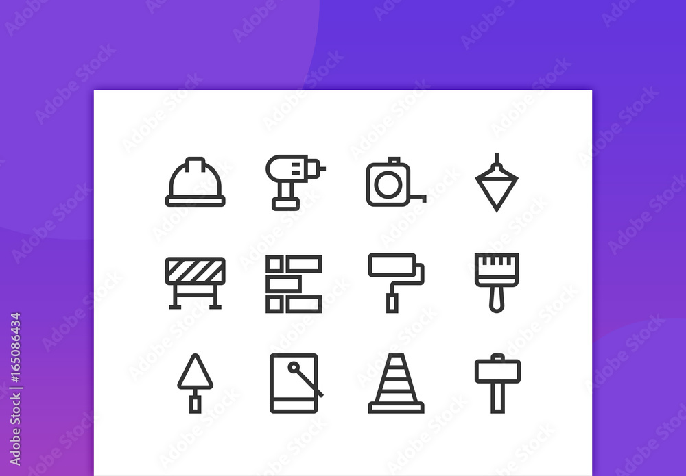 Construction Line Icons Stock Template | Adobe Stock