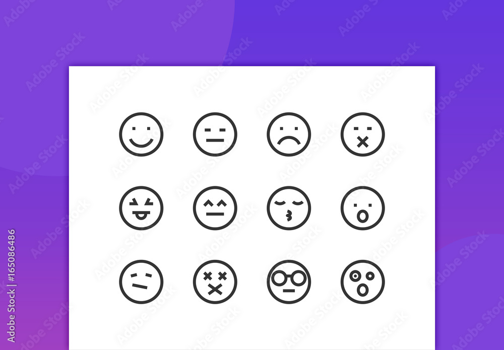 Emoji Line Icons Stock Template | Adobe Stock