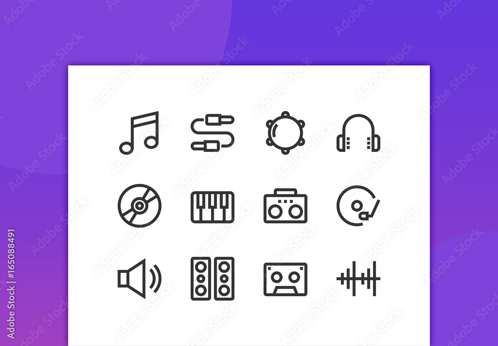 Music Line Icons Stock Template | Adobe Stock