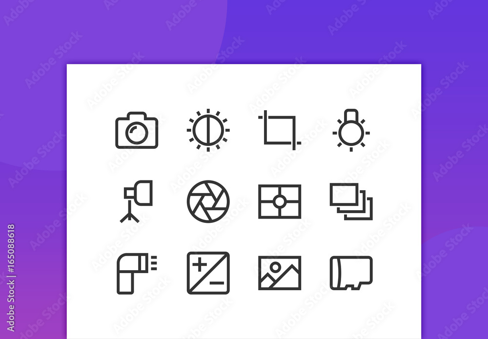 Photography Line Icons Stock Template | Adobe Stock