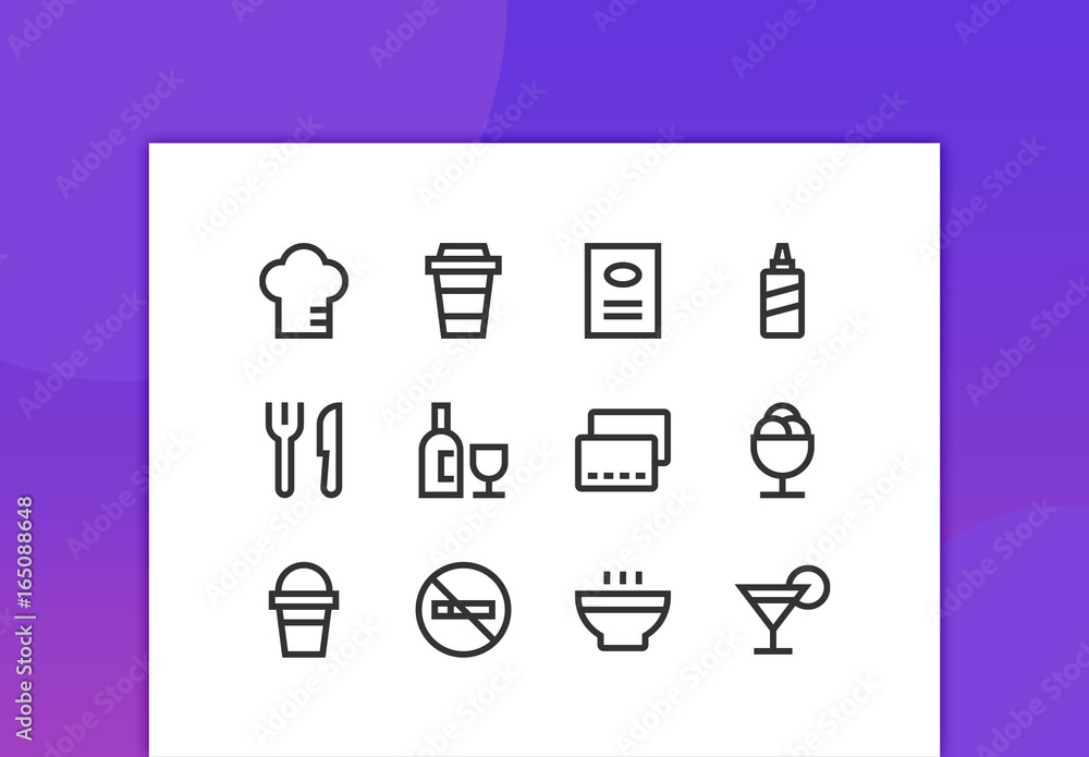 Restaurant Line Icons Stock Template | Adobe Stock