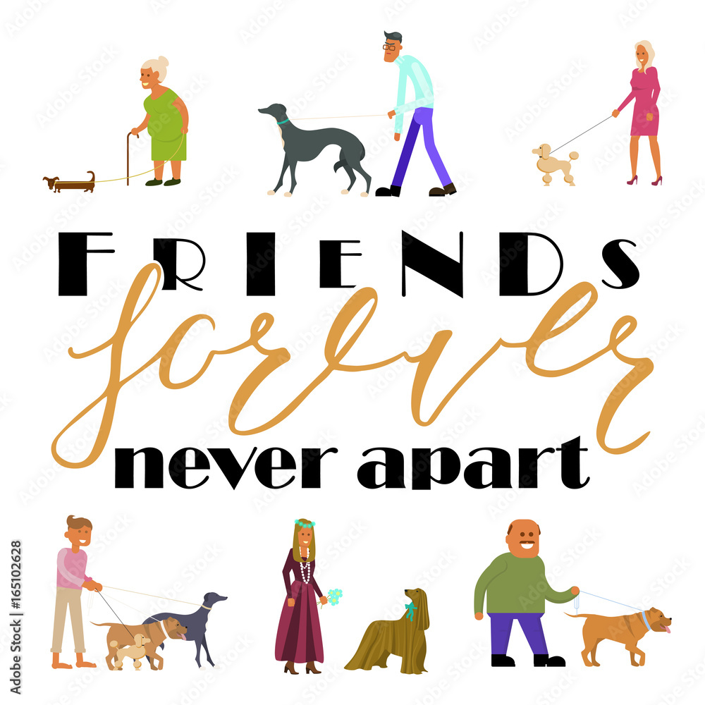 Friends forever never apart. Brush lettering quote about the dog ...