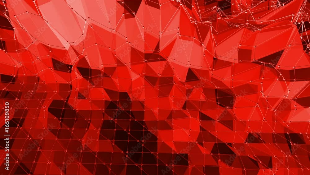 Cartoon modern 3D design. Abstract shining red low poly surface as ...