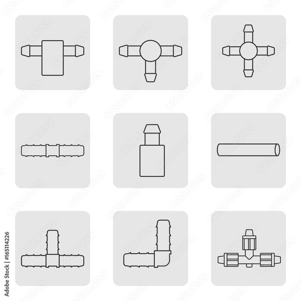 Equipment for the drip irrigation system. Fittings and a drip tube ...