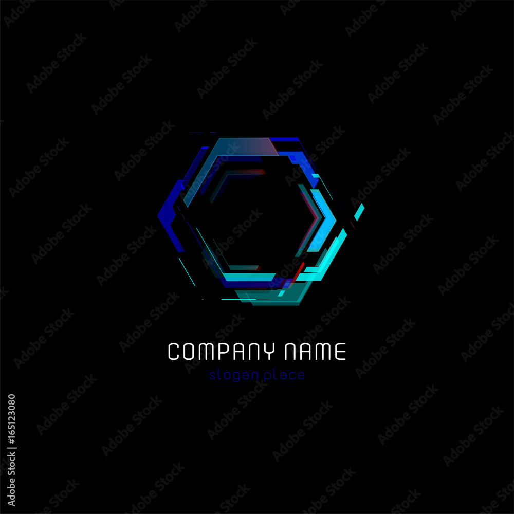 Futuristic reactor abstract colorful vector logo template. Innovative ...