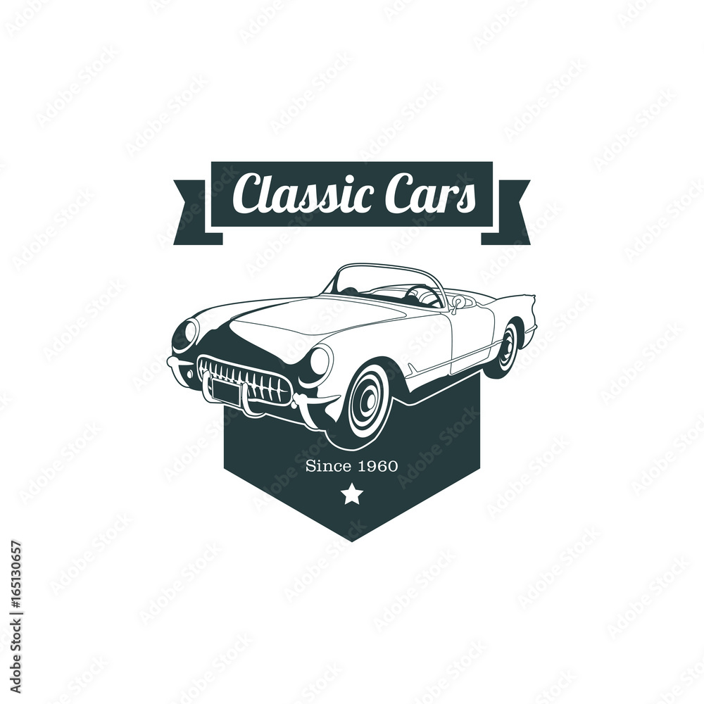 Classic muscle car emblems, high quality retro badge and vintage icon ...