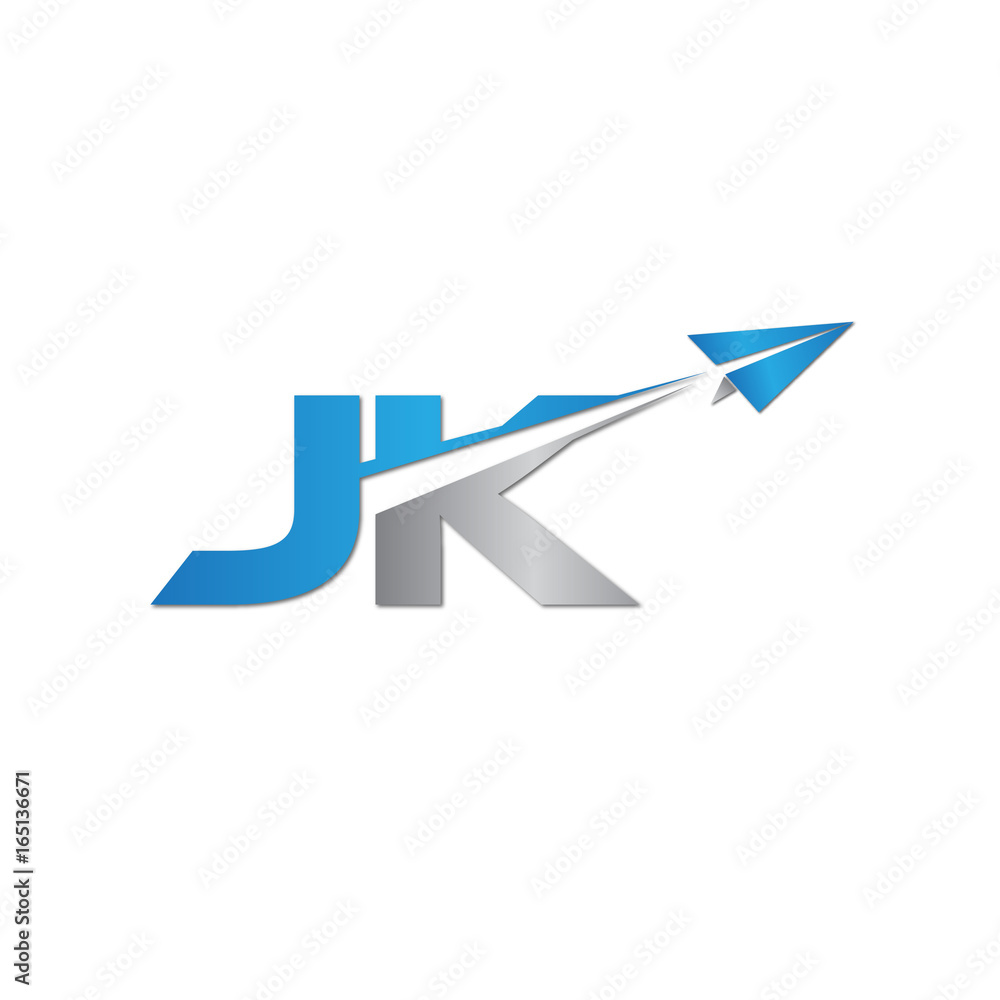 initial letter JK logo origami paper plane Stock Vector | Adobe Stock