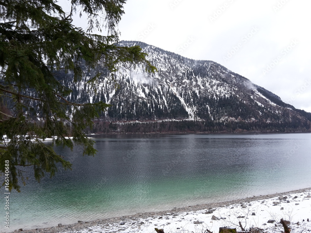 Walchensee im Winter in Bayern Stock Photo | Adobe Stock