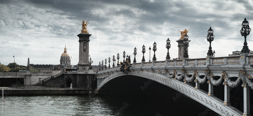 Alexandre III Bridge and the Invalides in Paris, France Stock Photo ...