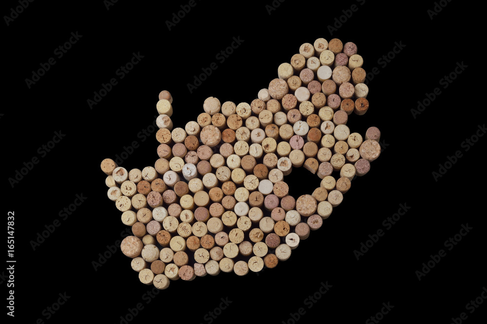 Countries winemakers - maps from wine corks. Map of South Africa on ...