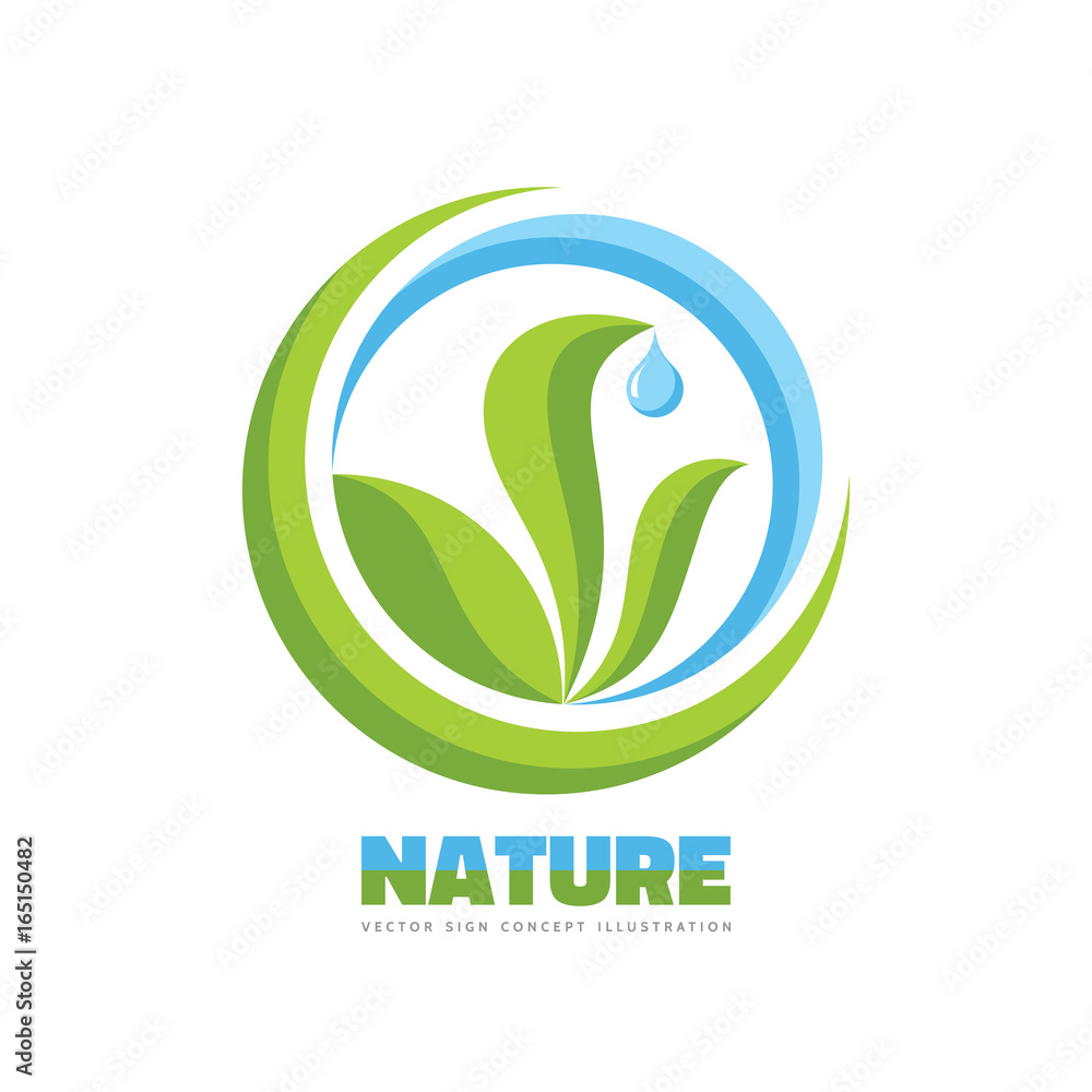 Nature - vector logo template concept illustration in flat graphic ...