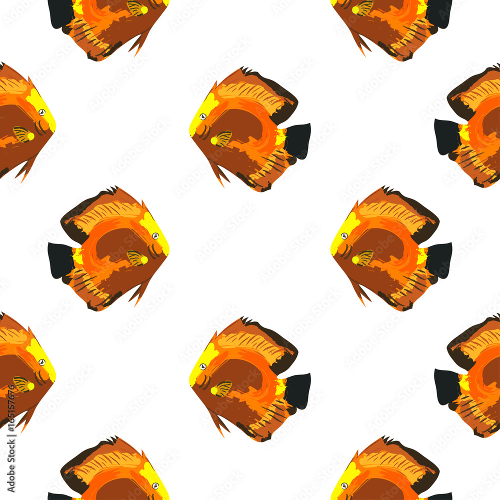 Seamless sea background with isolated fish Stock Photo | Adobe Stock