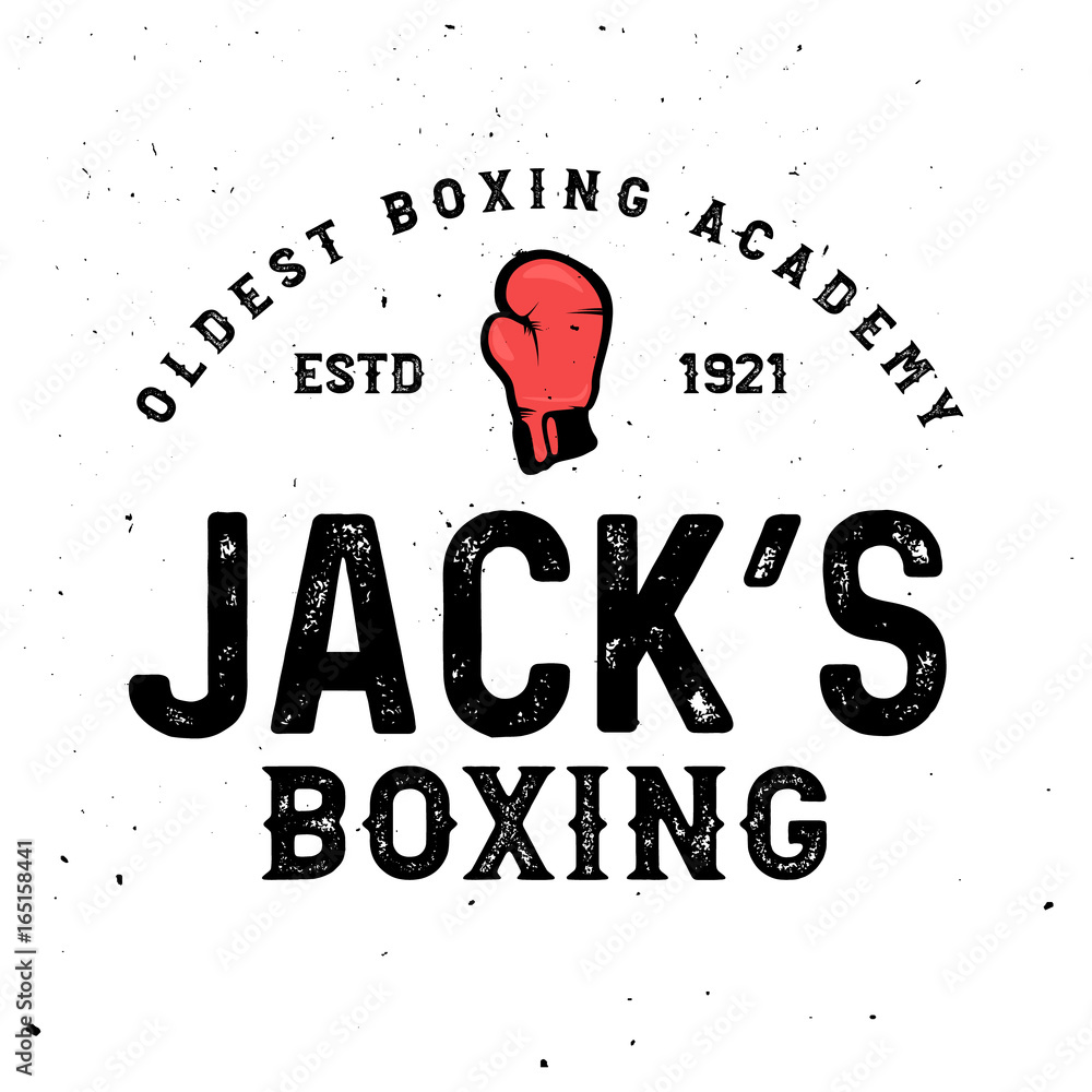 Boxing themed retro logo templates in vintage style with grunge effect ...