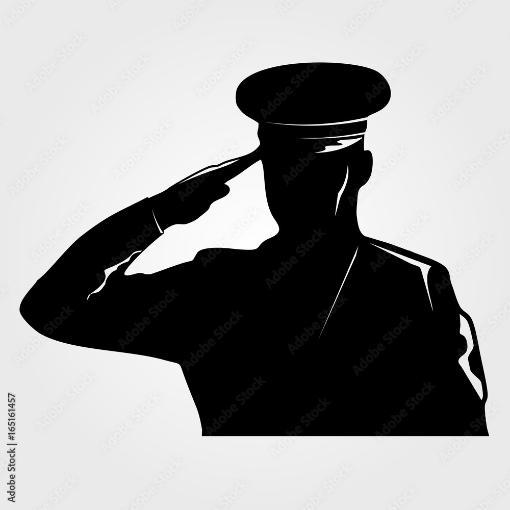 Saluting Army general silhouette Stock Vector | Adobe Stock