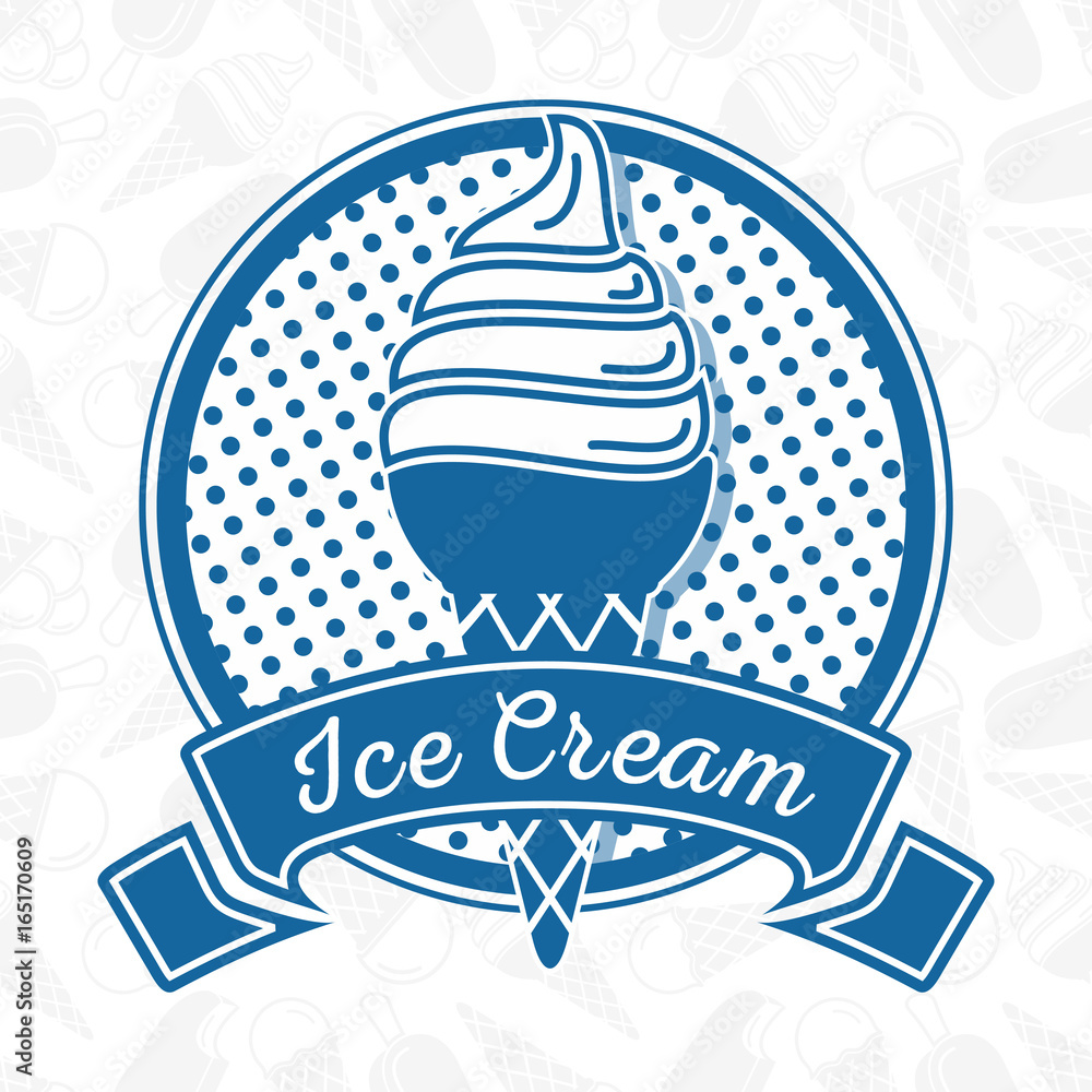 Ice cream label, sign, logo, badge or poster. Vintage, Retro style ...