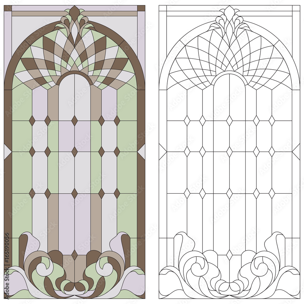Poster Stained-glass pattern in neoclassic style. Vector – Wall Art ...