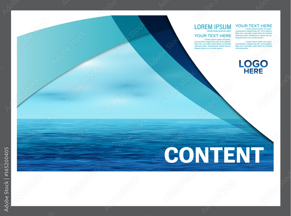 Seascape and blue sky presentation layout design template background ...