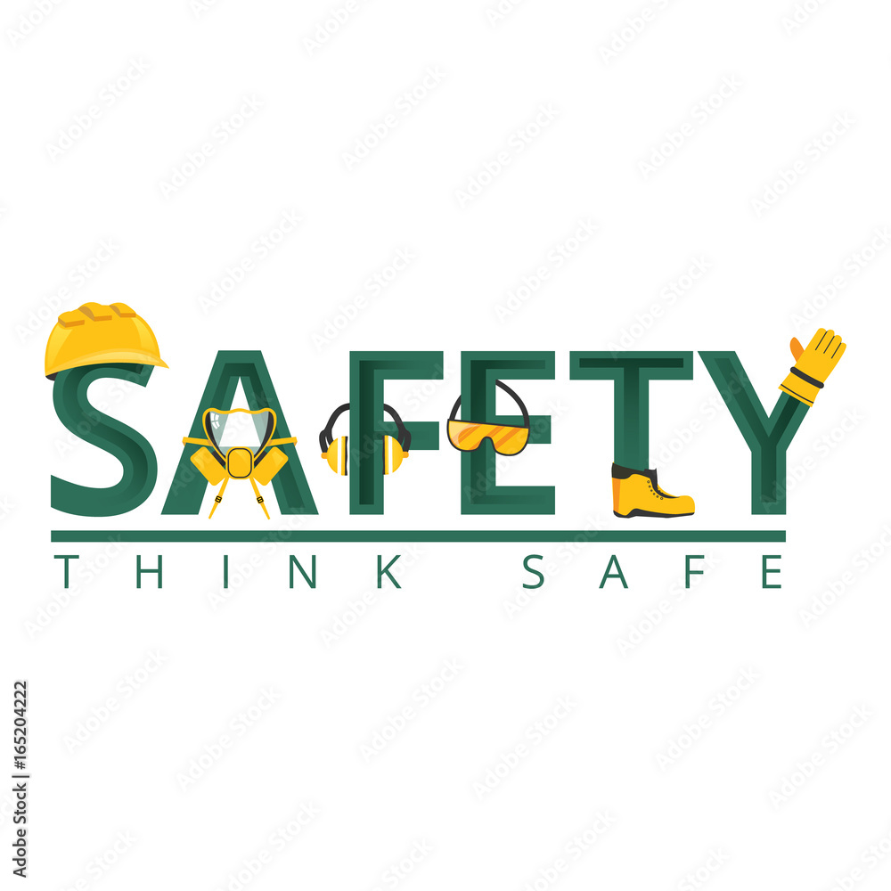 Work safety word concept.Safety equipment.Vector illustration Stock ...