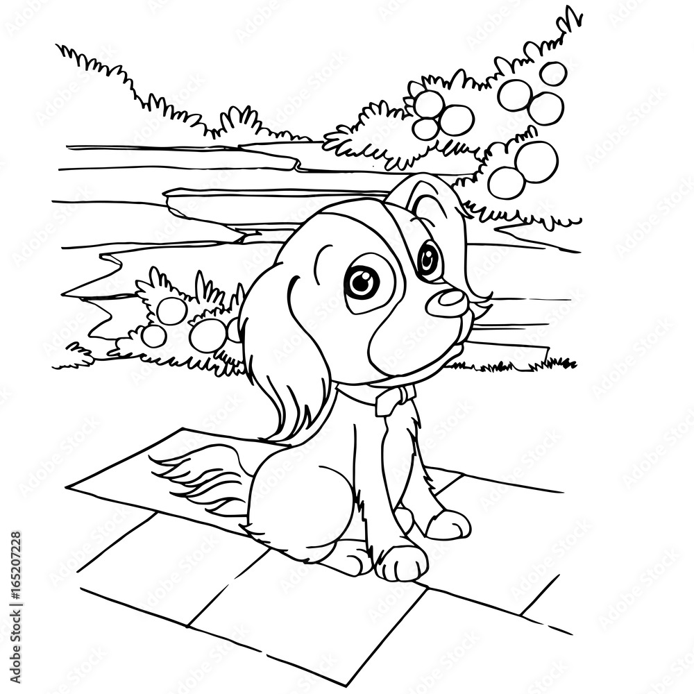 dog cartoon coloring page vector Stock Vector | Adobe Stock