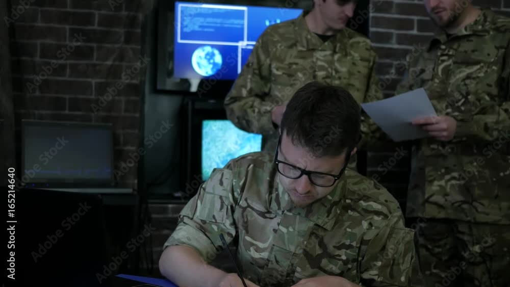 warrior man portrait, cyber safety, technical control, tracking system ...