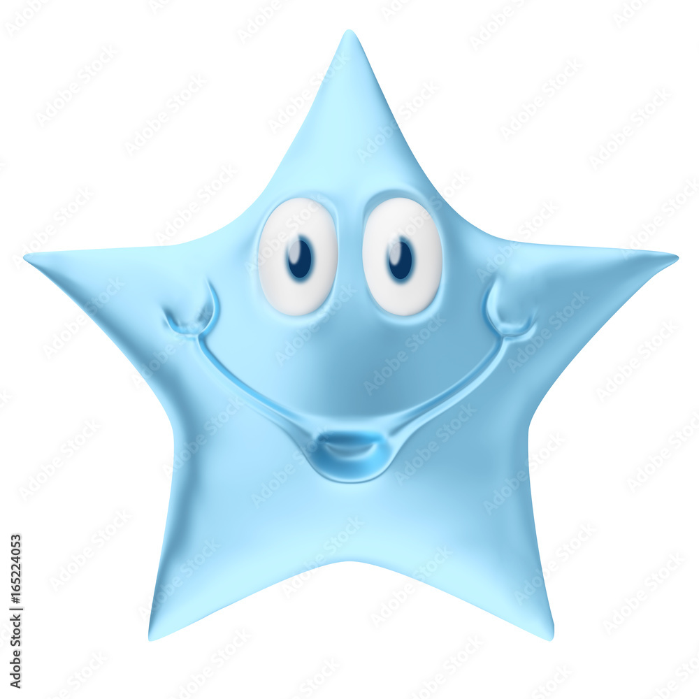 cartoon smiling star emoji, 3D illustration, 3D rendering. Stock ...