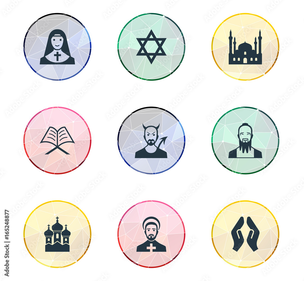 Vector Illustration Set Of Simple Religion Icons. Elements Muslim ...