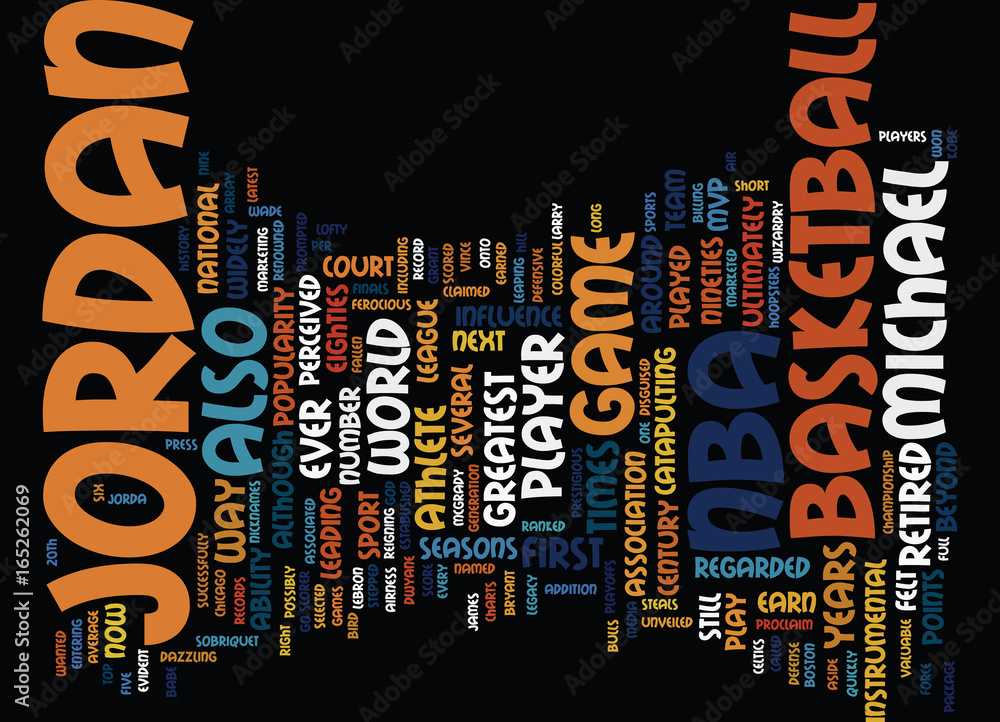THE LEGACY OF MICHAEL JORDAN Text Background Word Cloud Concept Stock ...