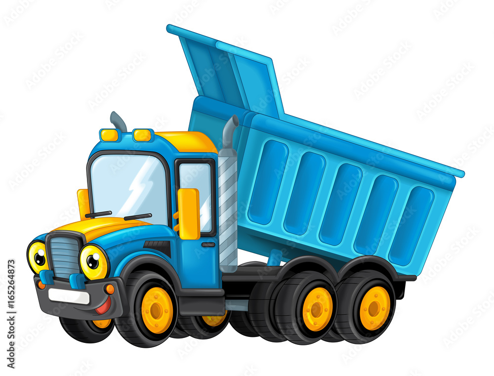 cartoon happy cargo truck looking and smiling - illustration for ...