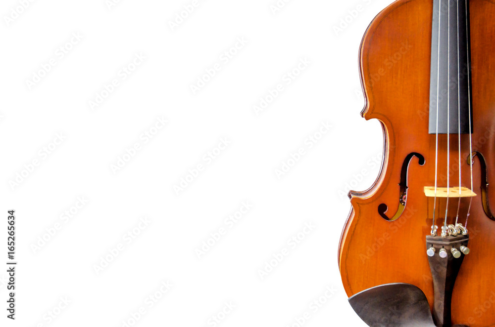 The violin on white background for isolated with clipping path, Close ...