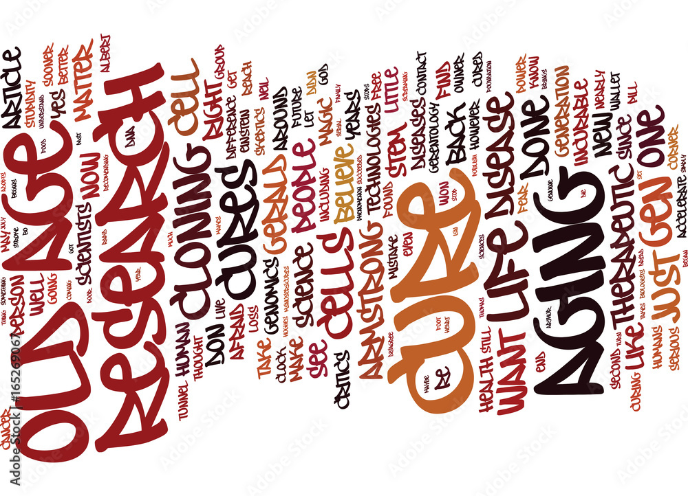 THE CURE FOR OLD AGE Text Background Word Cloud Concept Stock Vector ...