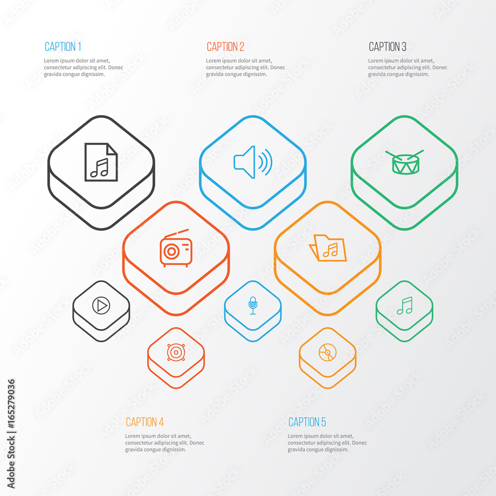 Audio Outline Icons Set. Collection Of Plastic, Circle, Barrel And ...